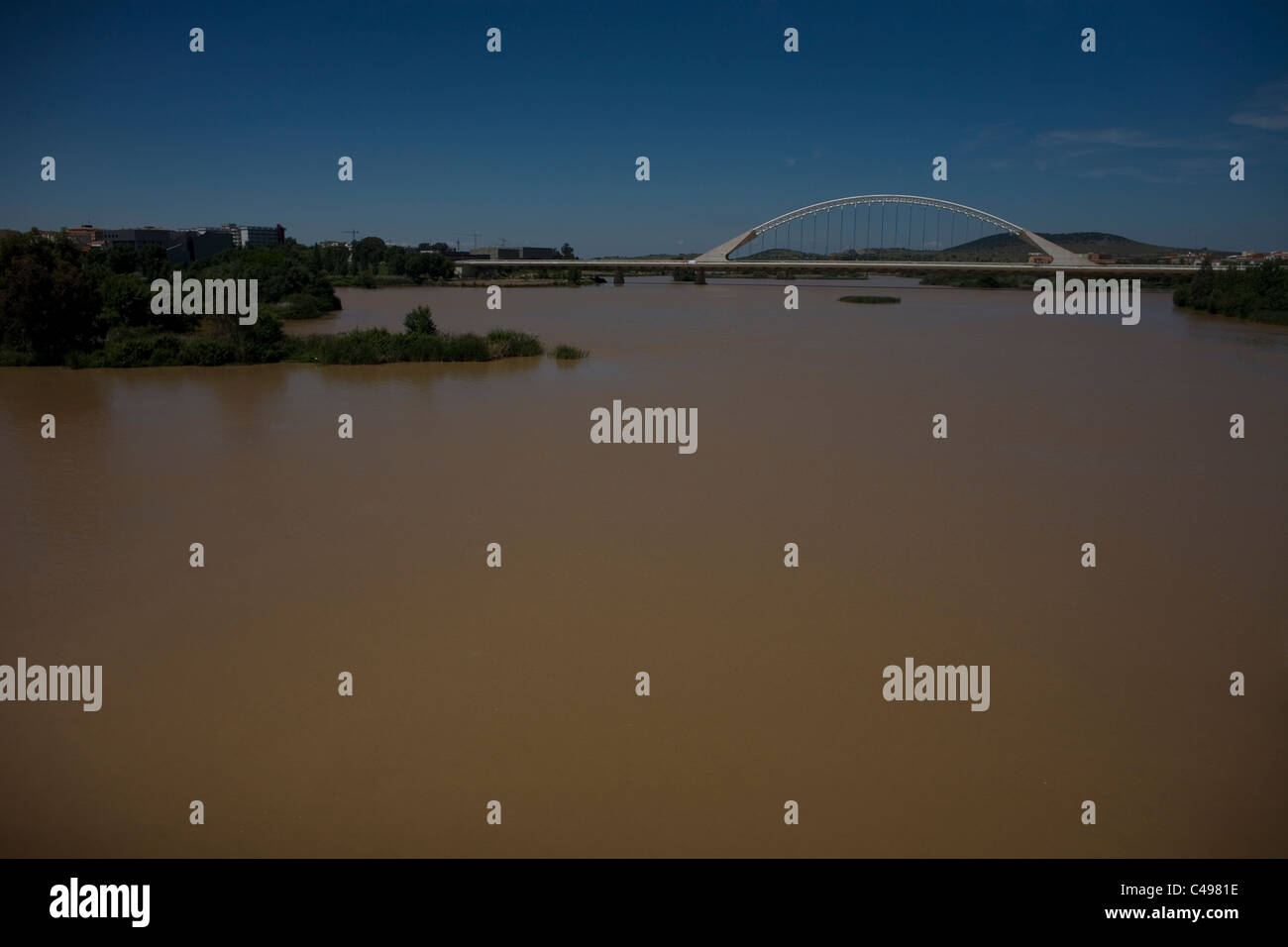 The Lusitania bridge over Guadiana river in Merida, Badajoz province ...