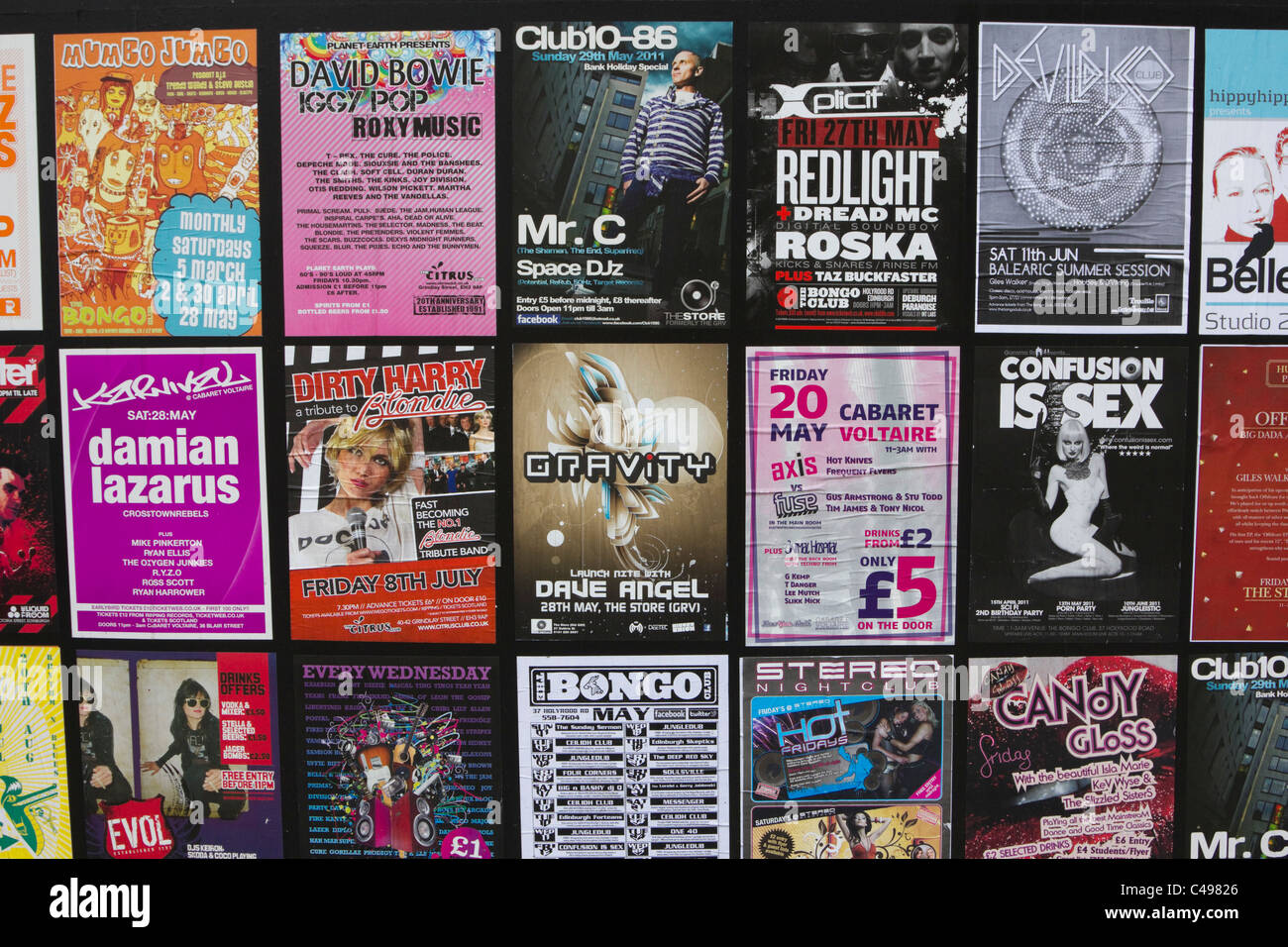 adverts fly posters events city of edinburgh scotland Stock Photo - Alamy