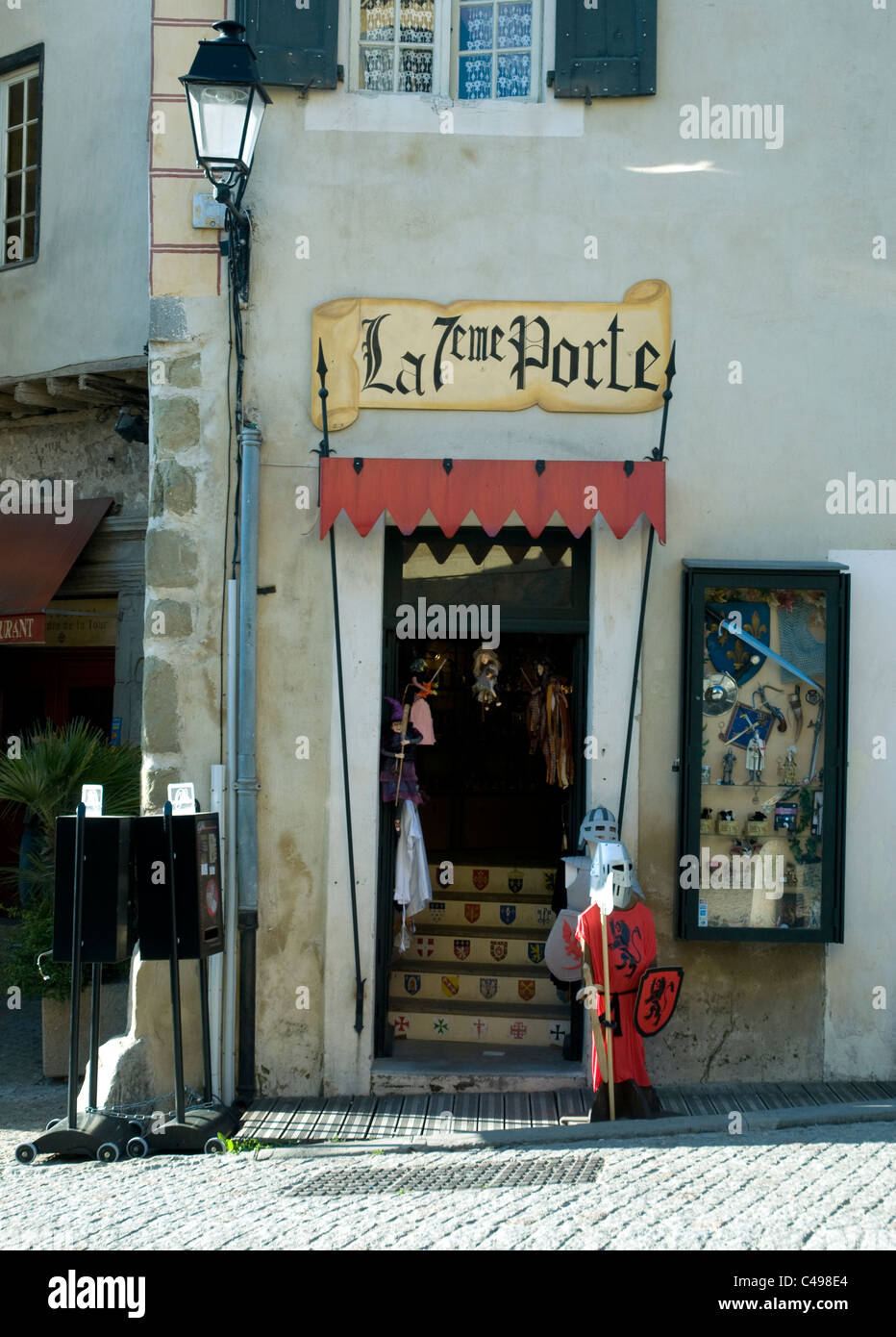 Souvenir shop within La Cité, Carcassonne's stout-walled citadel Stock ...