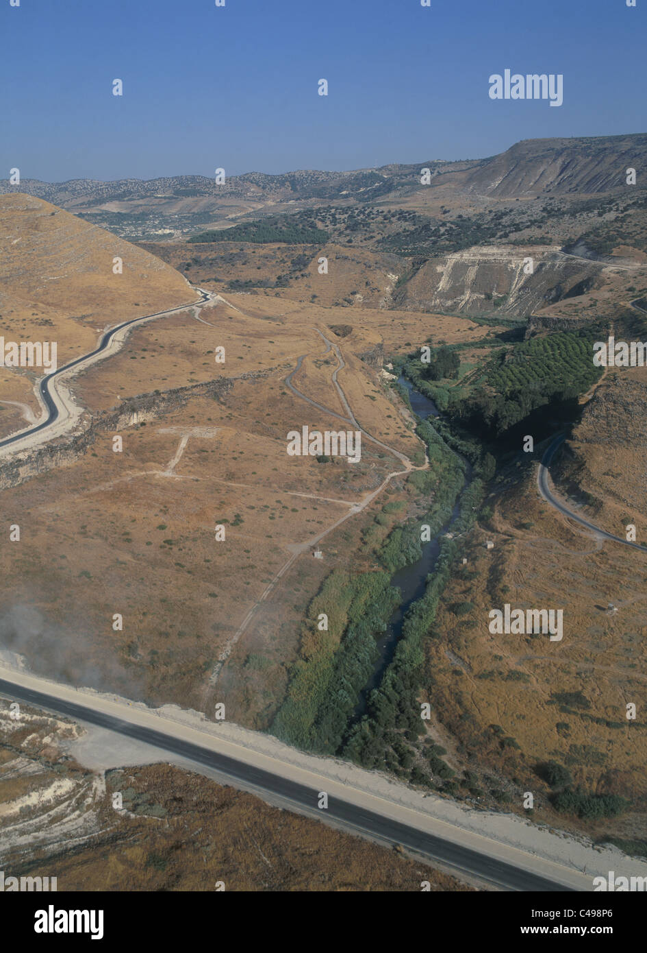 Aerial photograph of the Yarmuk river in the Golan Heights Stock Photo ...