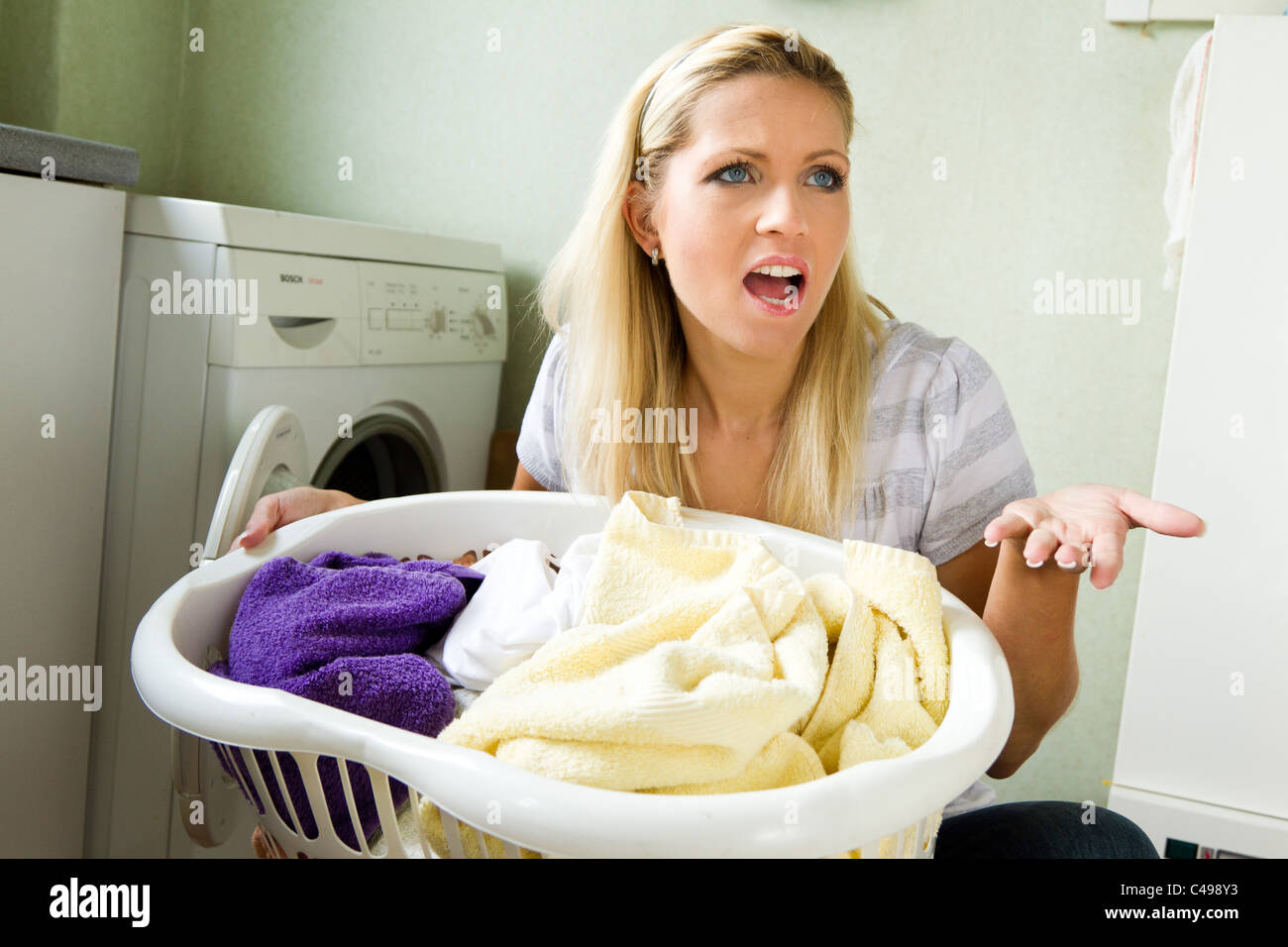 Woman with washing Stock Photo - Alamy