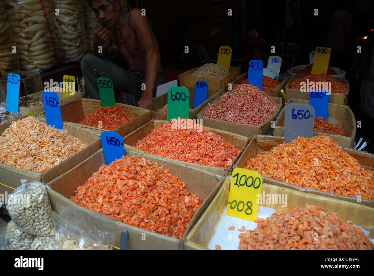 Dried Shrimp and Prawns, market Chinatown Bangkok Thailand Stock Photo ...