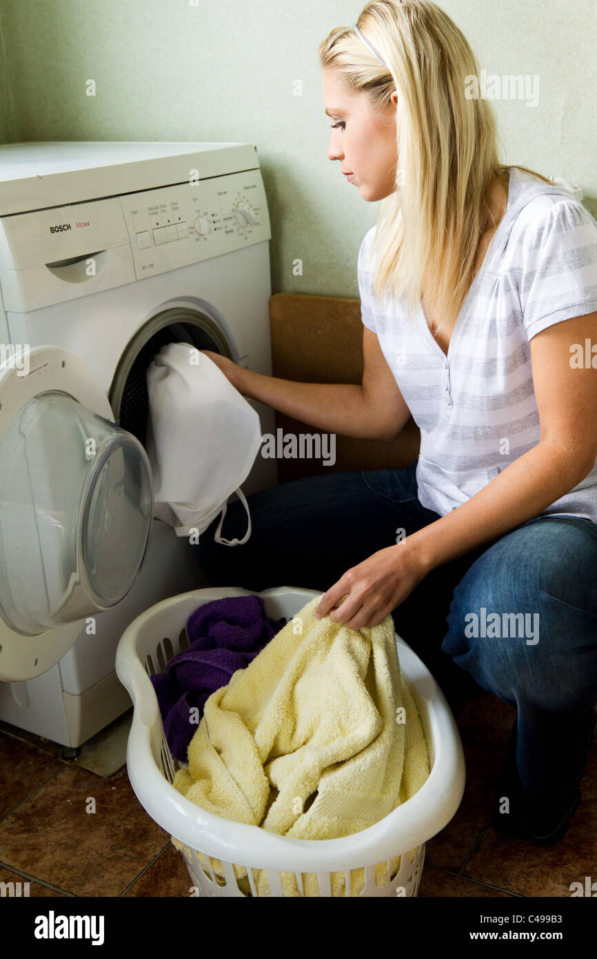 Woman with washing Stock Photo - Alamy