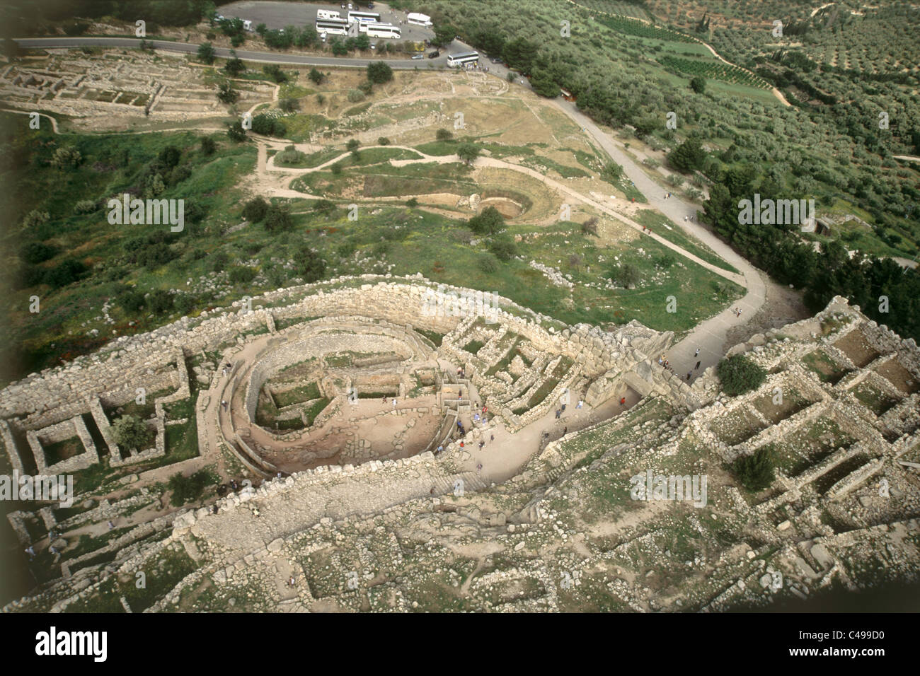 Aerial photograph of the ruins of the Greek city of Mykene Stock Photo ...