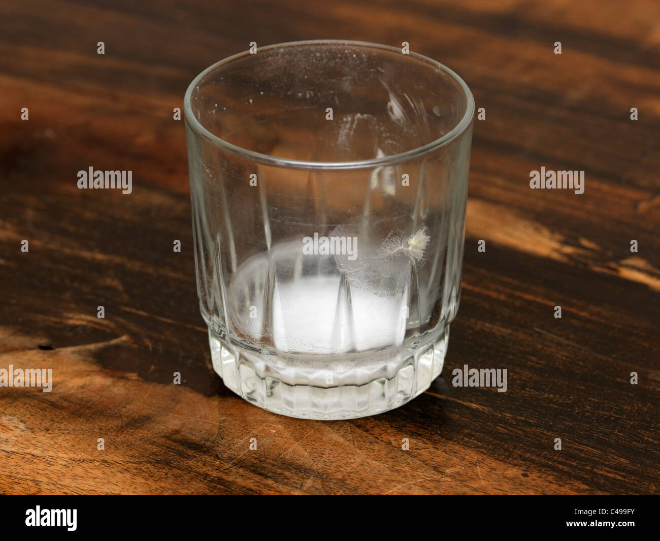 Smeary Glass With A Drop Of Liquid In The Bottom Stock Photo - Alamy