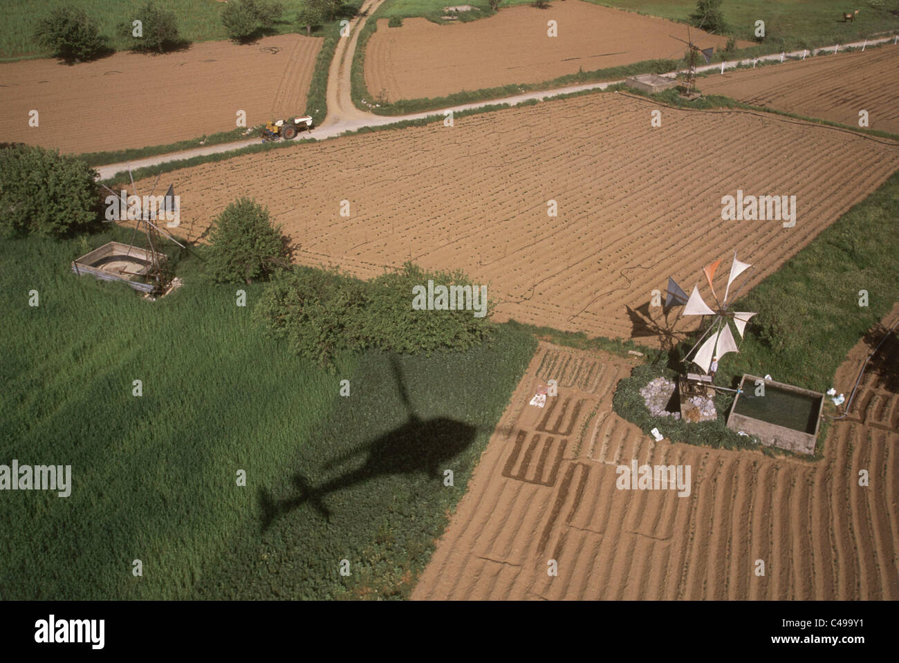 Aerial view of the agriculture filed of the Greek island of Crete Stock ...