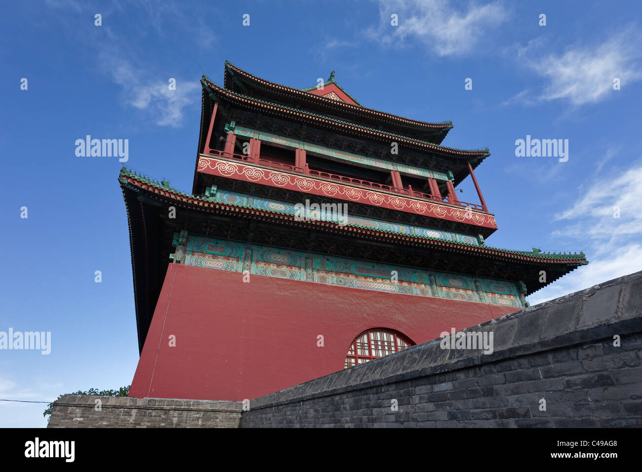 Drum tower in Beijing, landmark in the old city center, Beijing, China ...