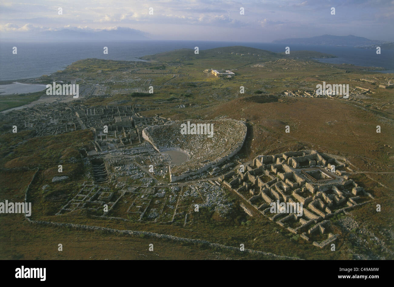 Aerial photograph of the ruins of an ancient Greek city on the Greek ...
