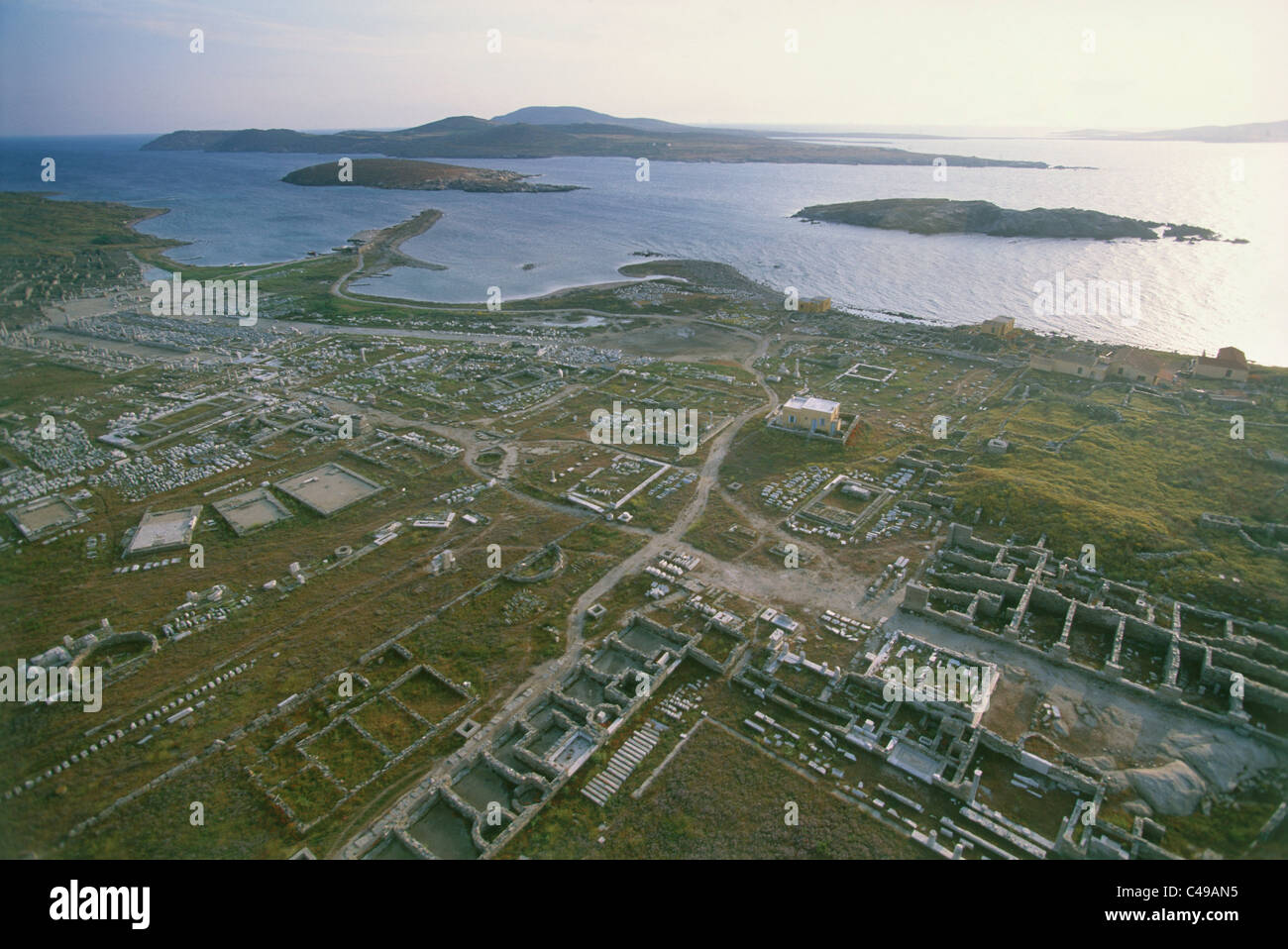 Aerial photograph of the ruins of an ancient Greek city on the Greek ...