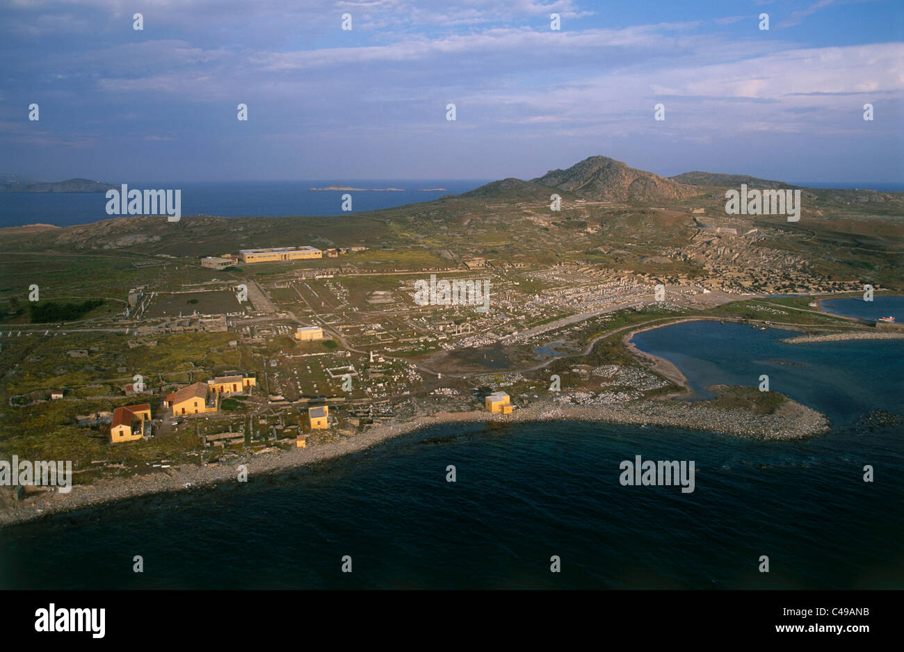 Aerial photograph of the ruins of an ancient Greek city on the Greek ...