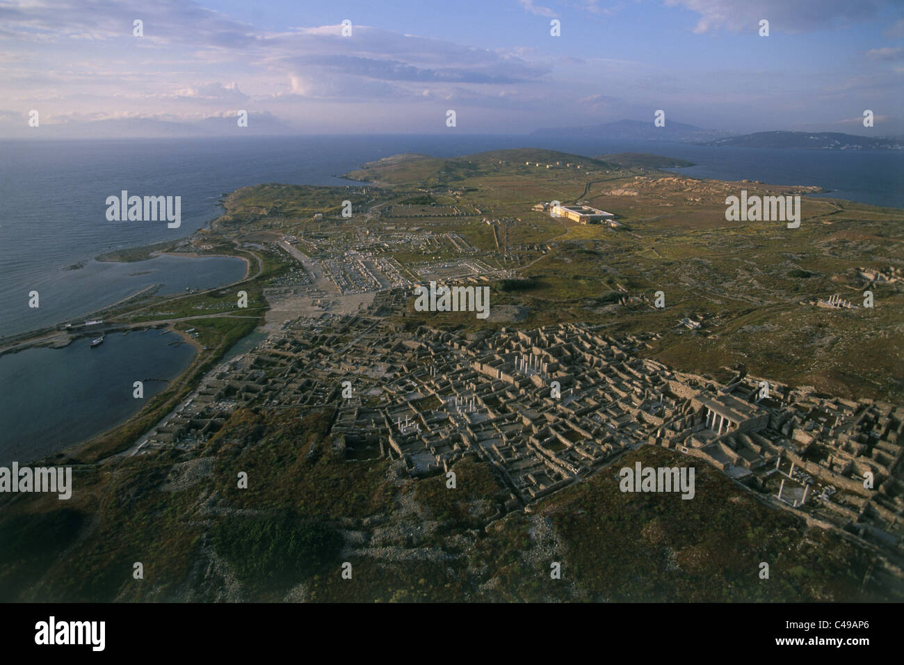 Aerial photograph of the Greek island of Delos Stock Photo - Alamy