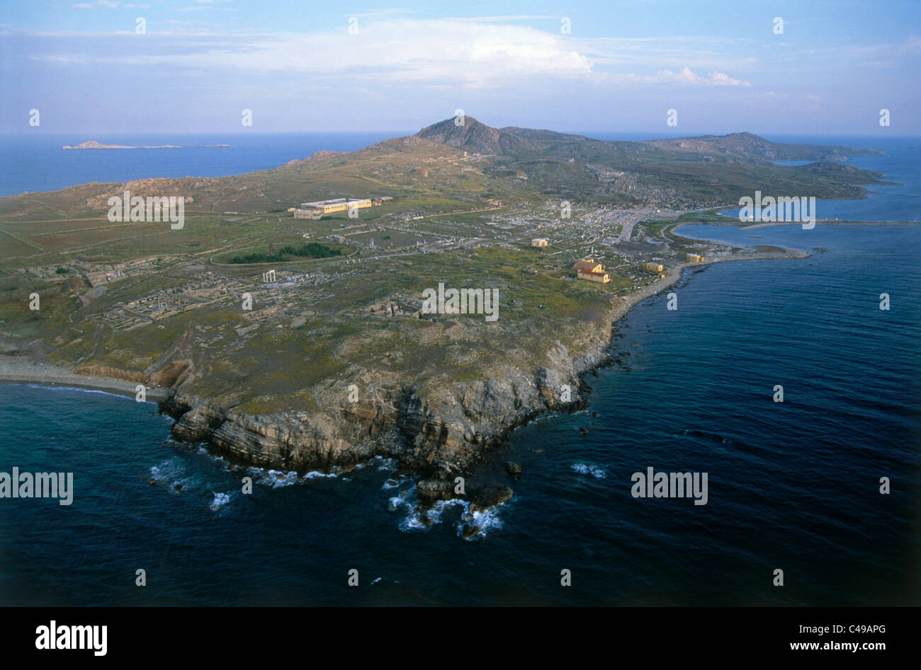 Aerial photograph of the Greek island of Delos Stock Photo - Alamy