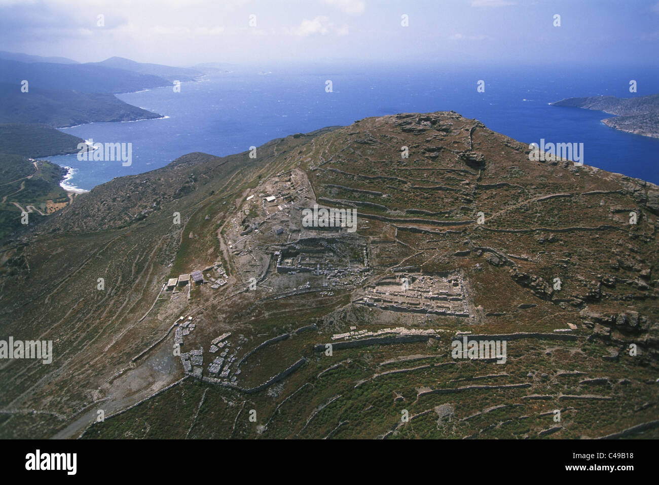 Aerial photograph of the ruins of an ancient Minoan city of the Greek ...