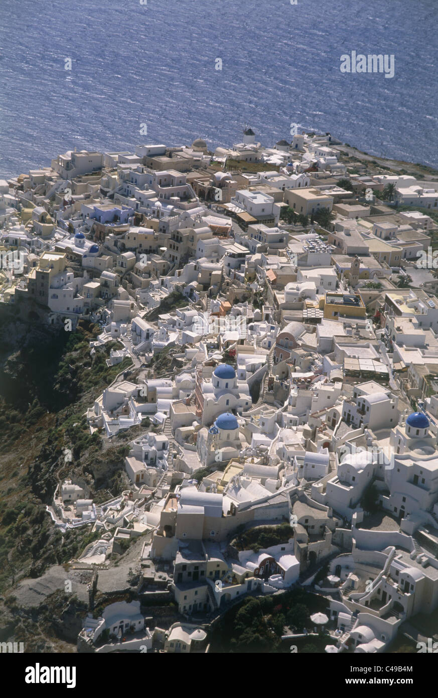 Aerial photograph of the Greek village of Thira on the island of ...