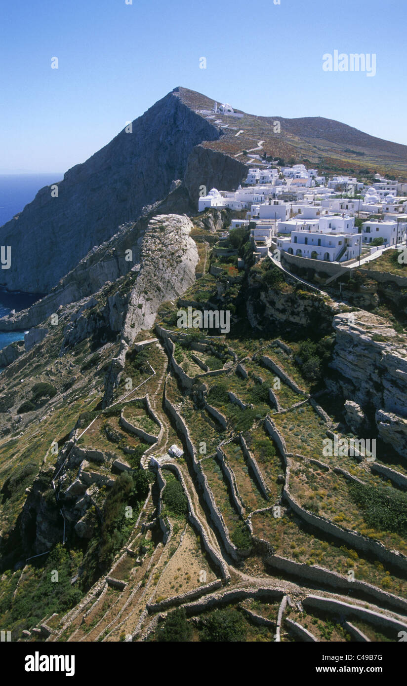 Aerial photograph of the Greek village of Hora on the island of ...