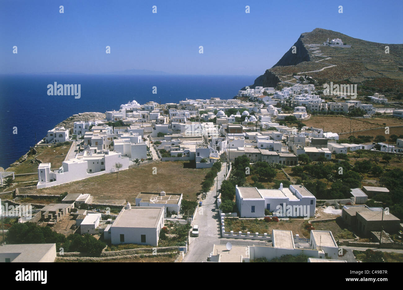 Aerial photograph of the Greek village of Hora on the island of ...