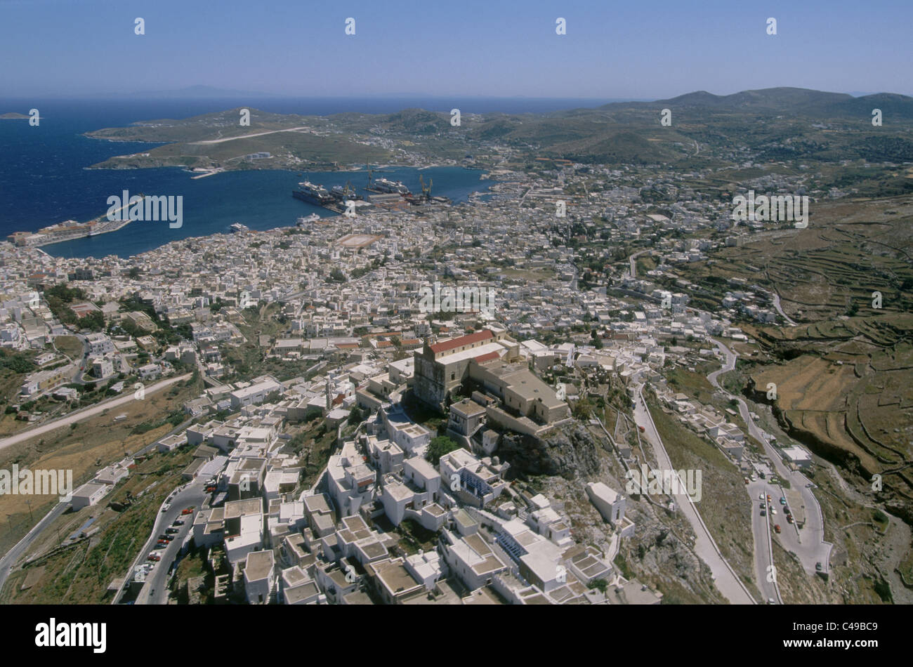 Aerial photograph of the Greek island of Siros Stock Photo - Alamy