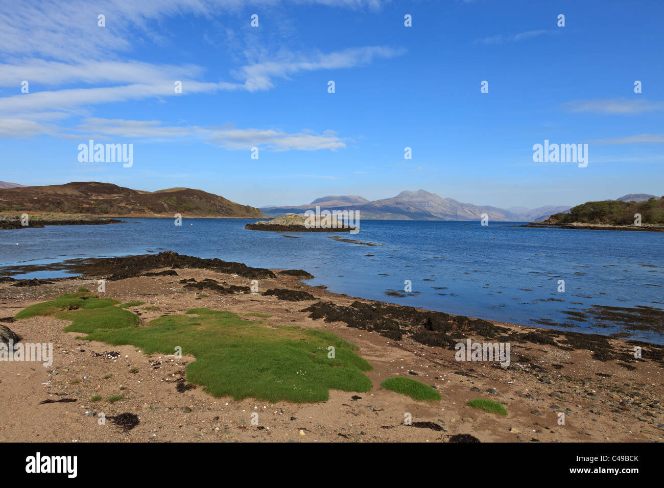 View from Isle Ornsay, Isle of Skye across the Sound of Sleat towards ...