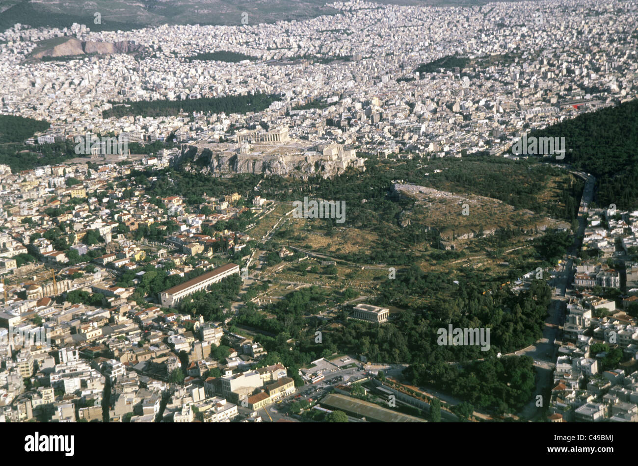 Aerial view of the acropolis in athens hi-res stock photography and ...