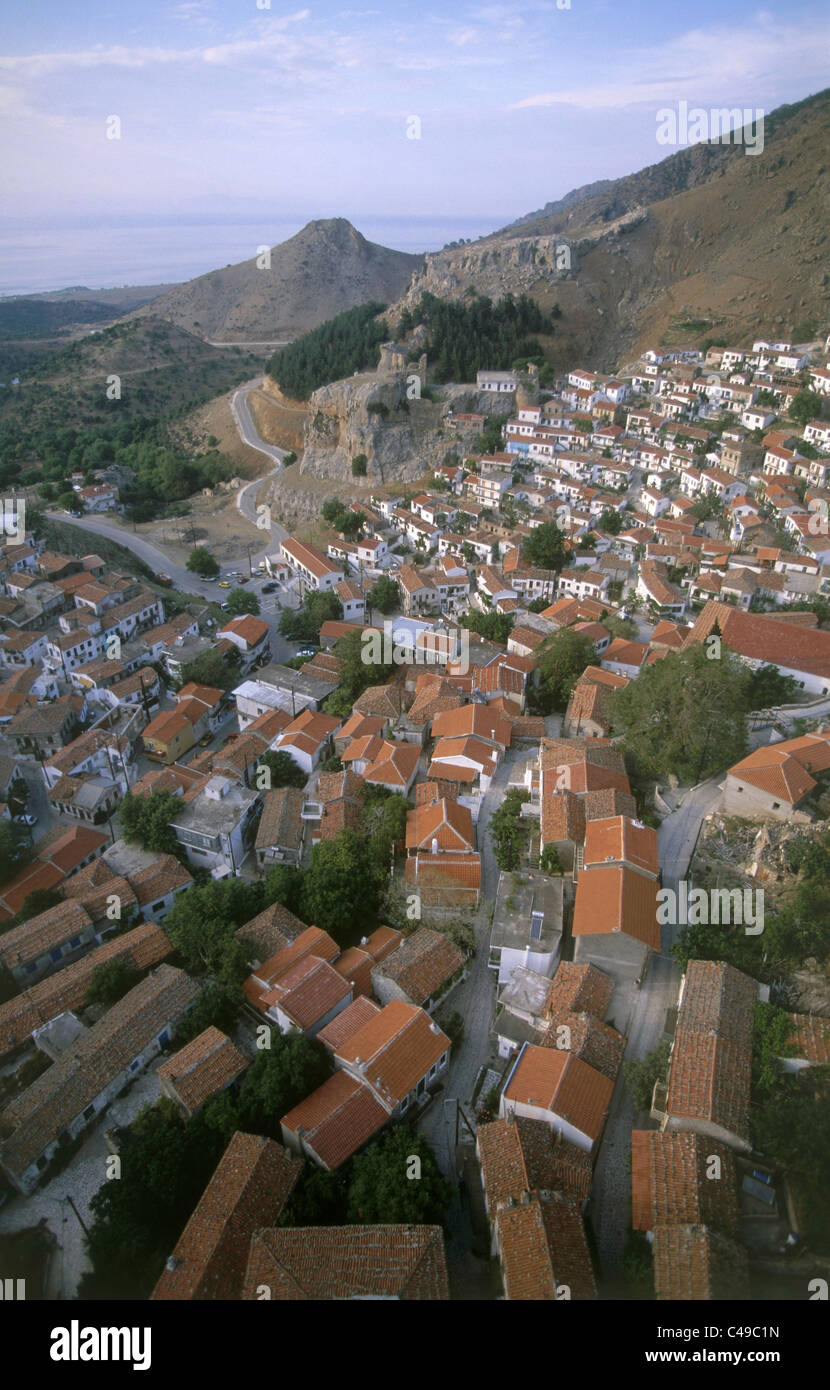 Aerial photograph of the Greek village of Hora on the island of ...