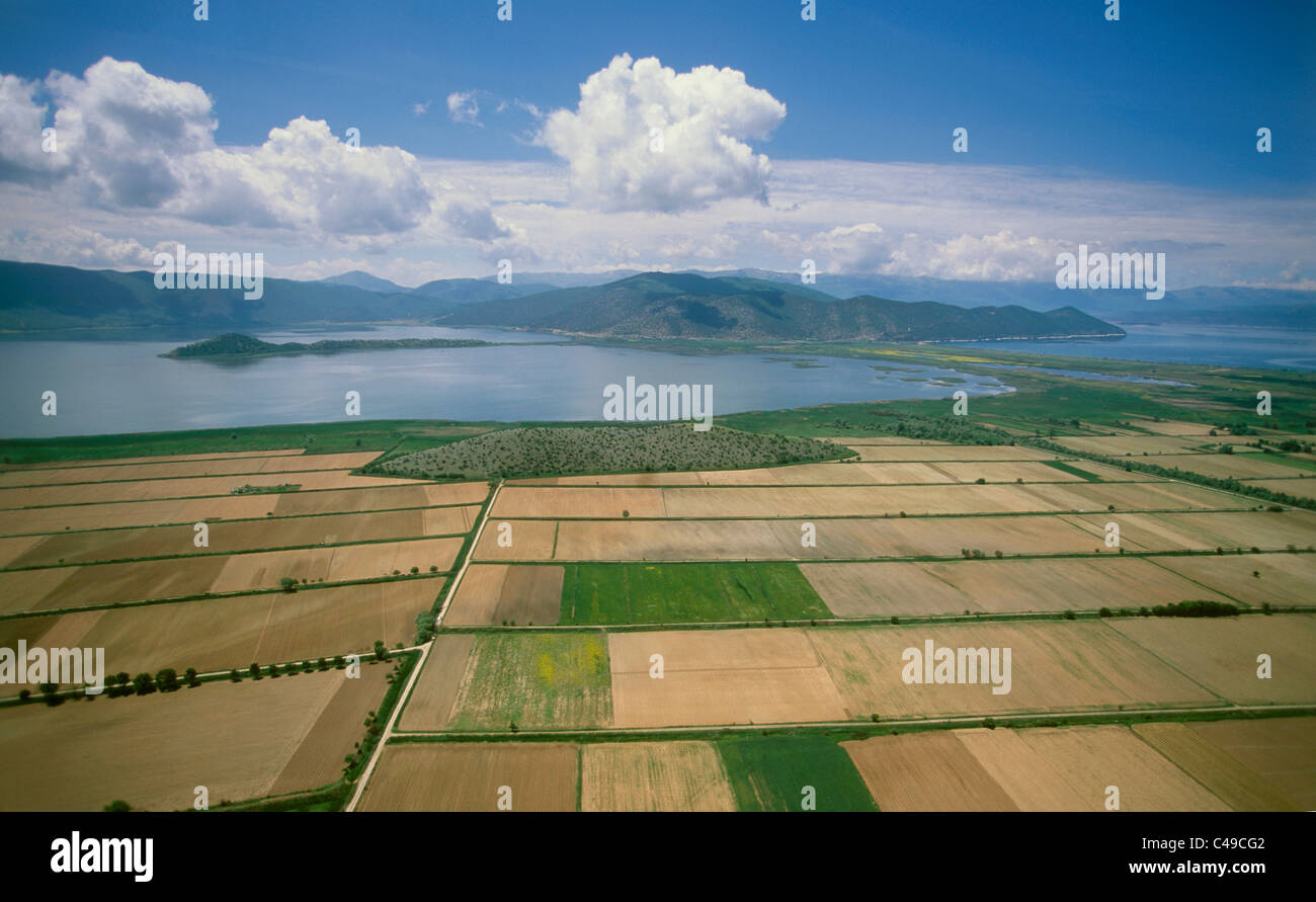 Aerial photograph of Lake Prespa in Greece Stock Photo - Alamy