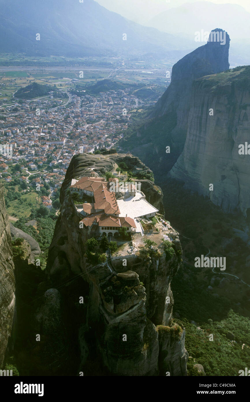 Aerial photograph of the unique monastery of Meteora Greece Stock Photo ...