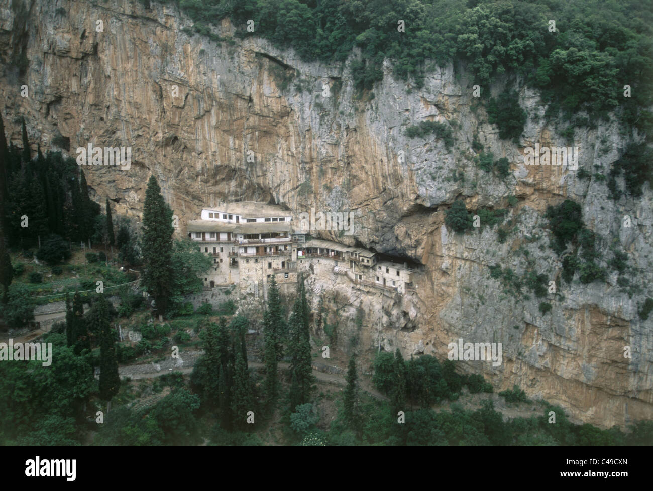 Aerial view of the unique site of Moni Prodromou in Greece Stock Photo ...