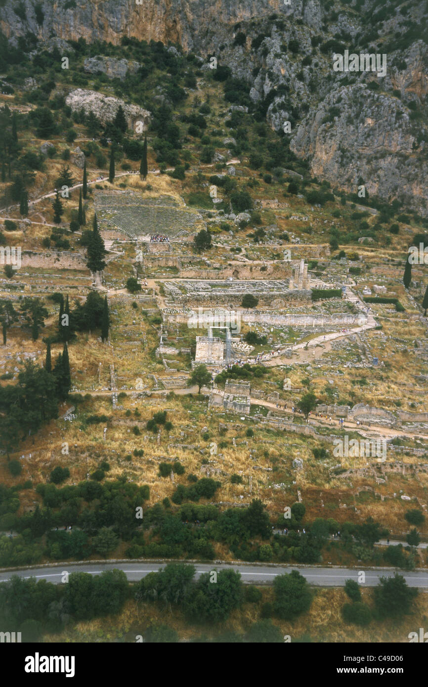 Aerial photograph of the ruins of Delphi in Greece Stock Photo - Alamy
