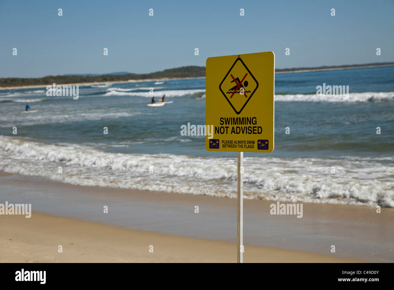 Sign indicating that swimming is not advised Stock Photo - Alamy