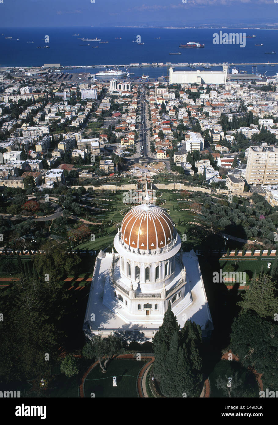 Aerial photograph of the Bahai's temple in the city of Haifa Stock ...