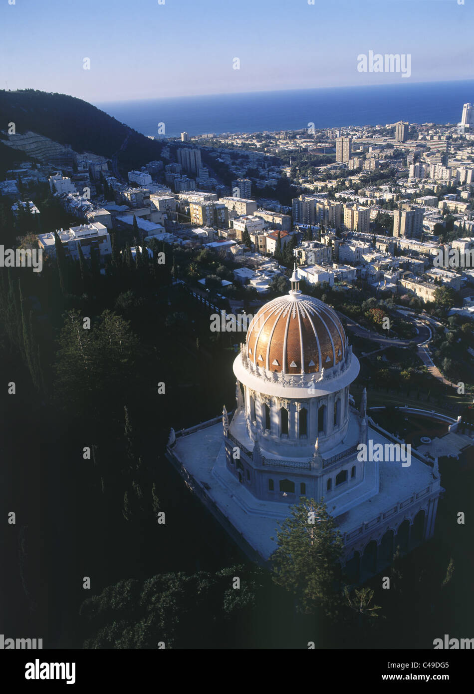 Aerial photograph of the Bahai Temple in the city of Haifa Stock Photo ...
