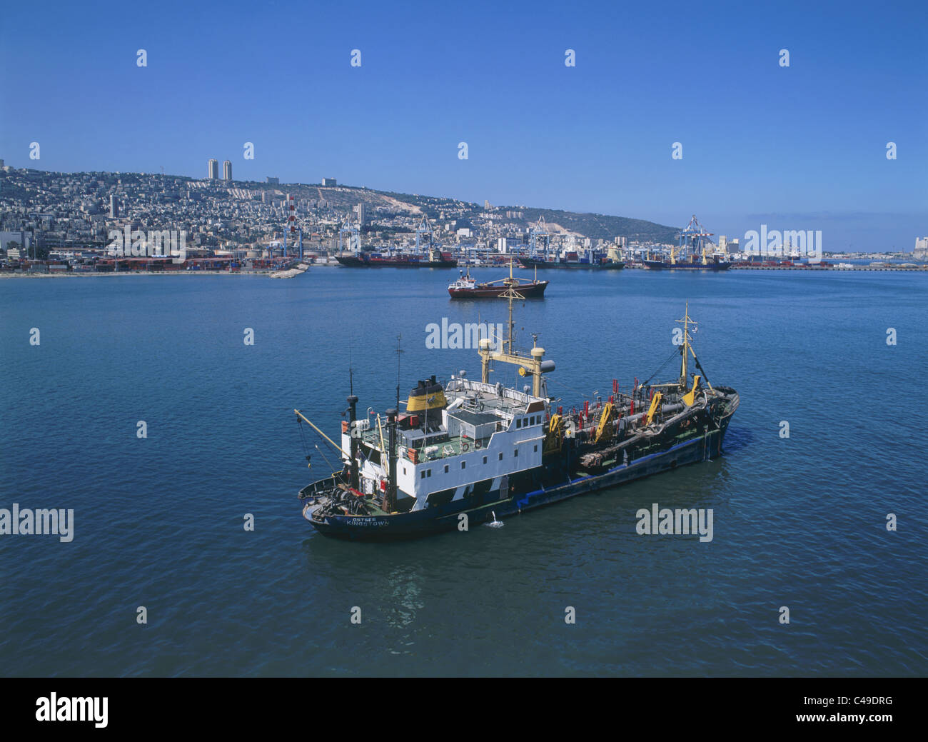 Aerial photograph of a cargo ship in the port of Haifa Stock Photo - Alamy