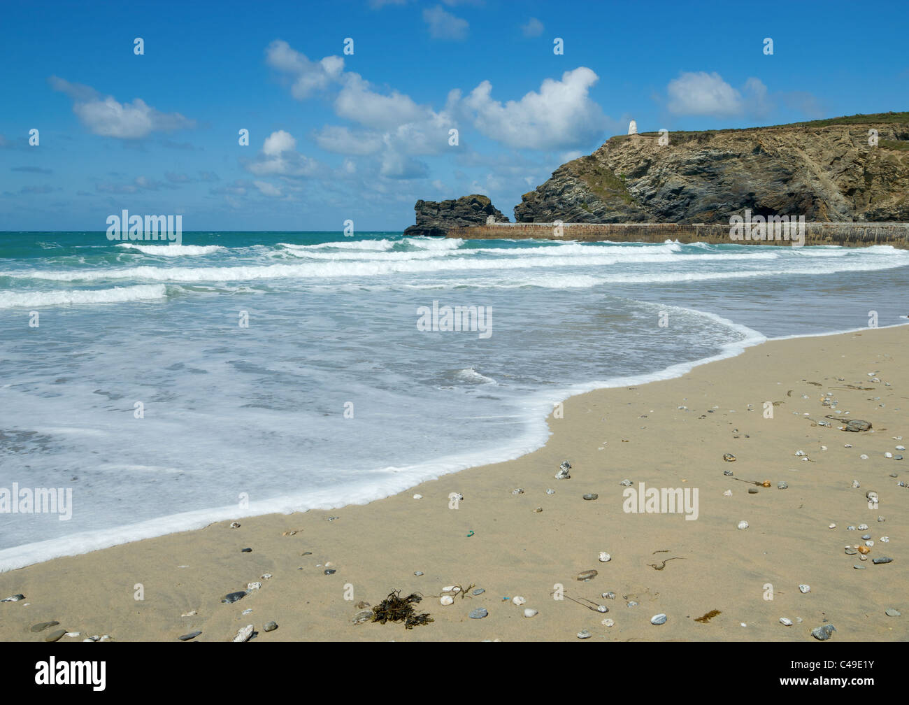 Portreath beach Atlantic waves, Cornwall UK Stock Photo - Alamy