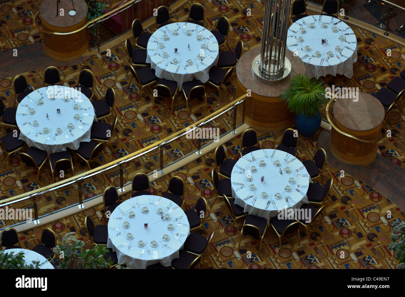 Decorated tables for a reception in a luxury Hilton hotel, Roissy (CDG ...