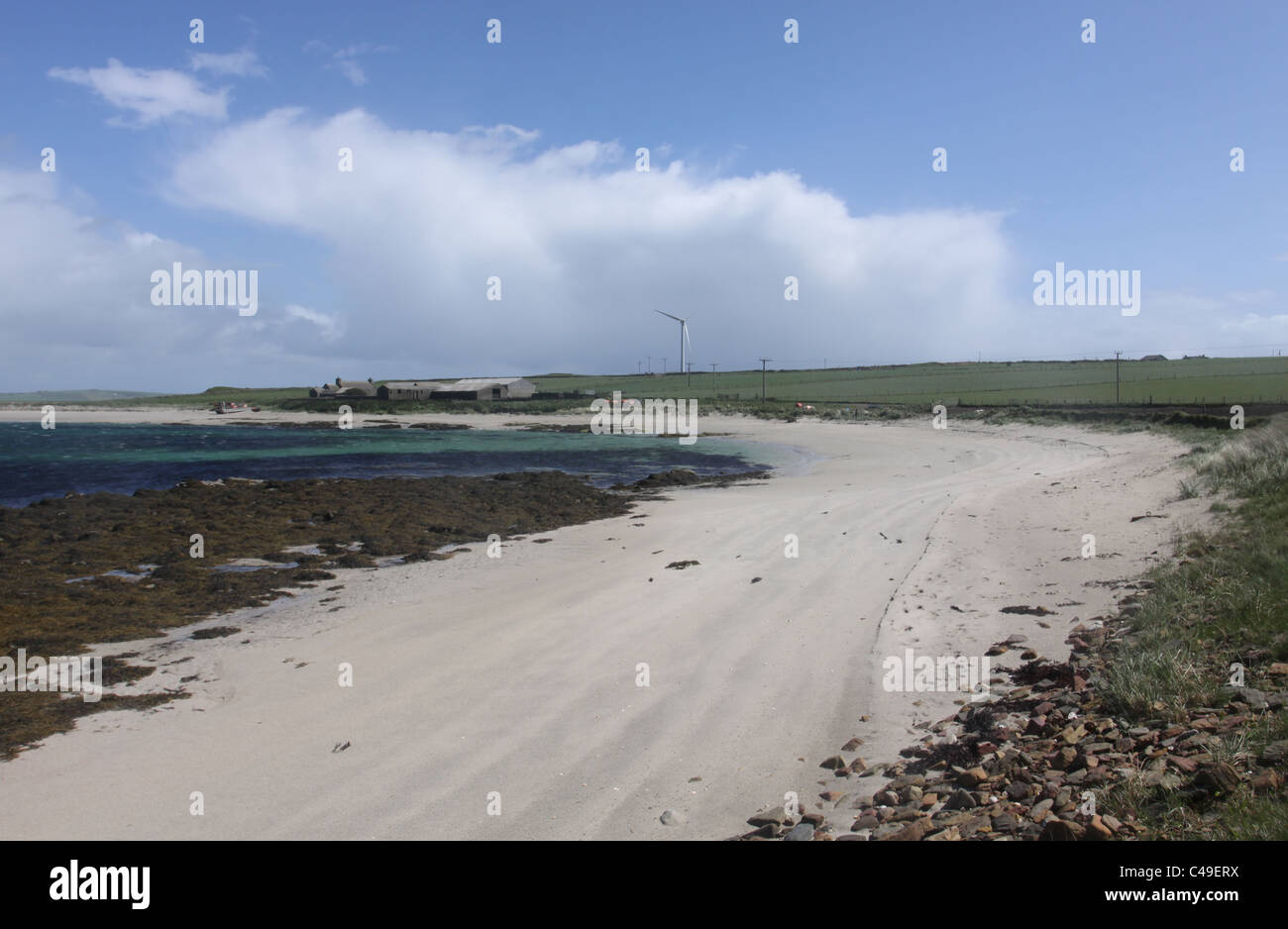 beach and wind turbine Burray Orkney Scotland May 2011 Stock Photo - Alamy