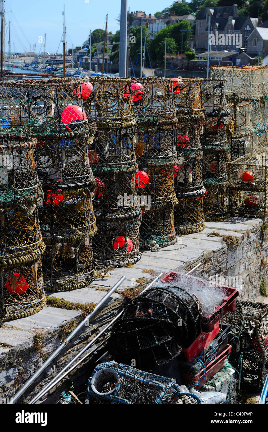 fishing baskets brixham devon england uk Stock Photo - Alamy