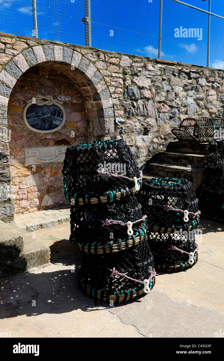 fishing baskets brixham devon england uk Stock Photo - Alamy