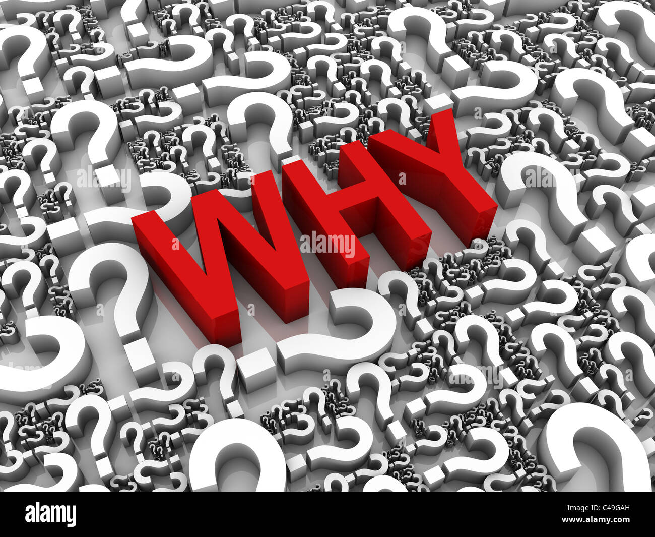 "WHY" 3D text surrounded by question marks. Part of a series Stock ...