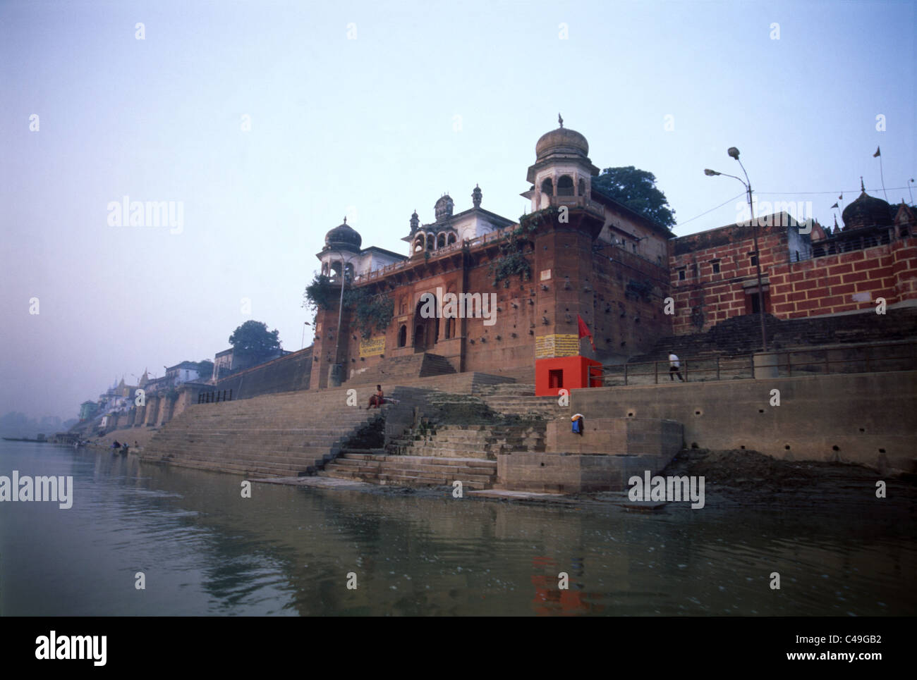 Photograph of a shrine neat the bank of a river in Varanasi India Stock ...