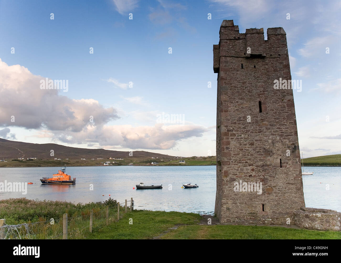 Photograph of an old turret in a small Irish village Stock Photo - Alamy
