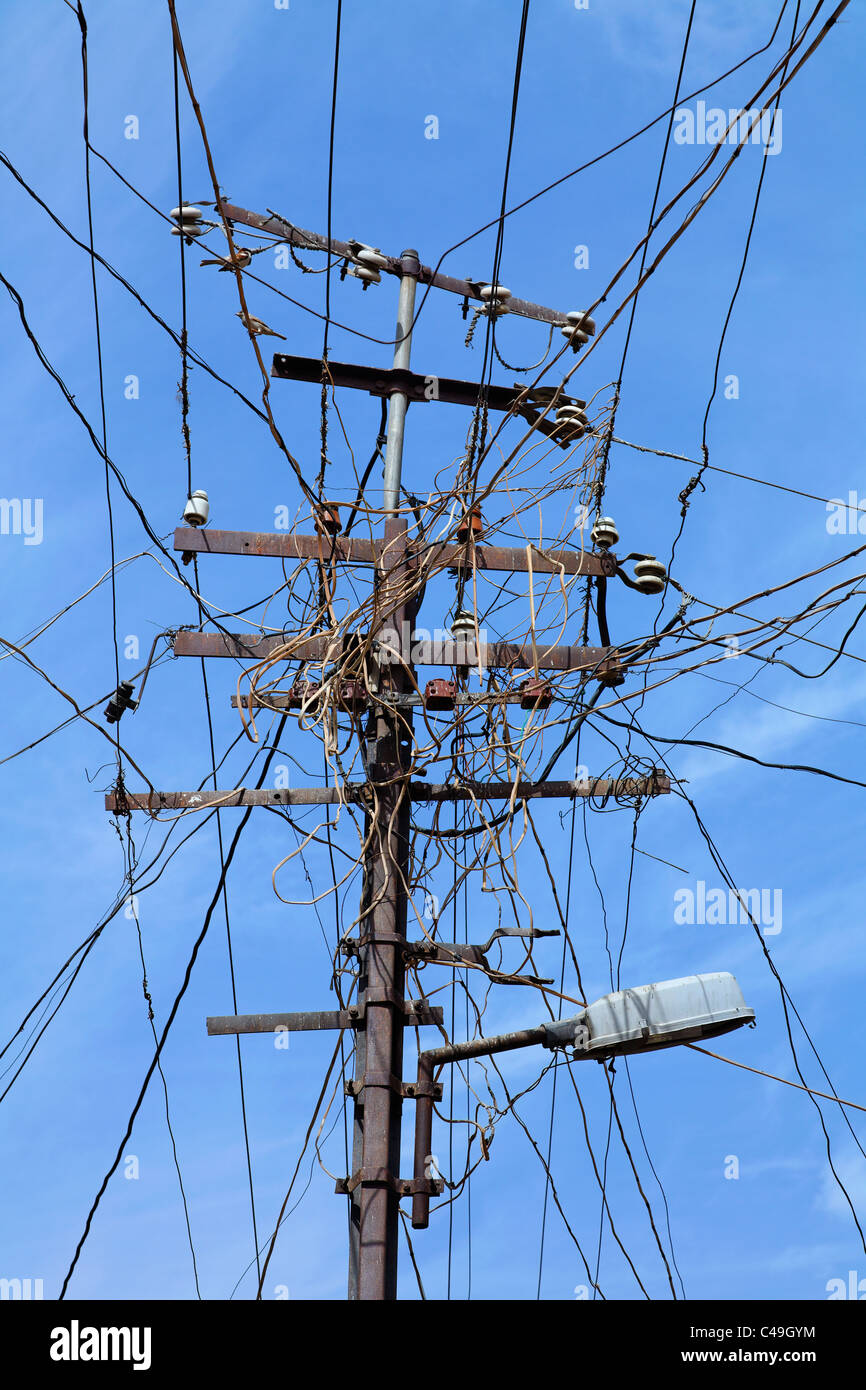 Pole Mess Wires High Resolution Stock Photography and Images - Alamy