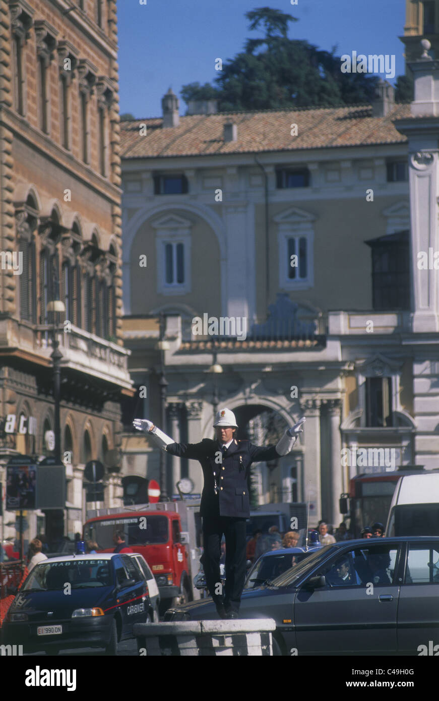 Photograph of an Italian cop directing the traffic in Rome Stock Photo ...
