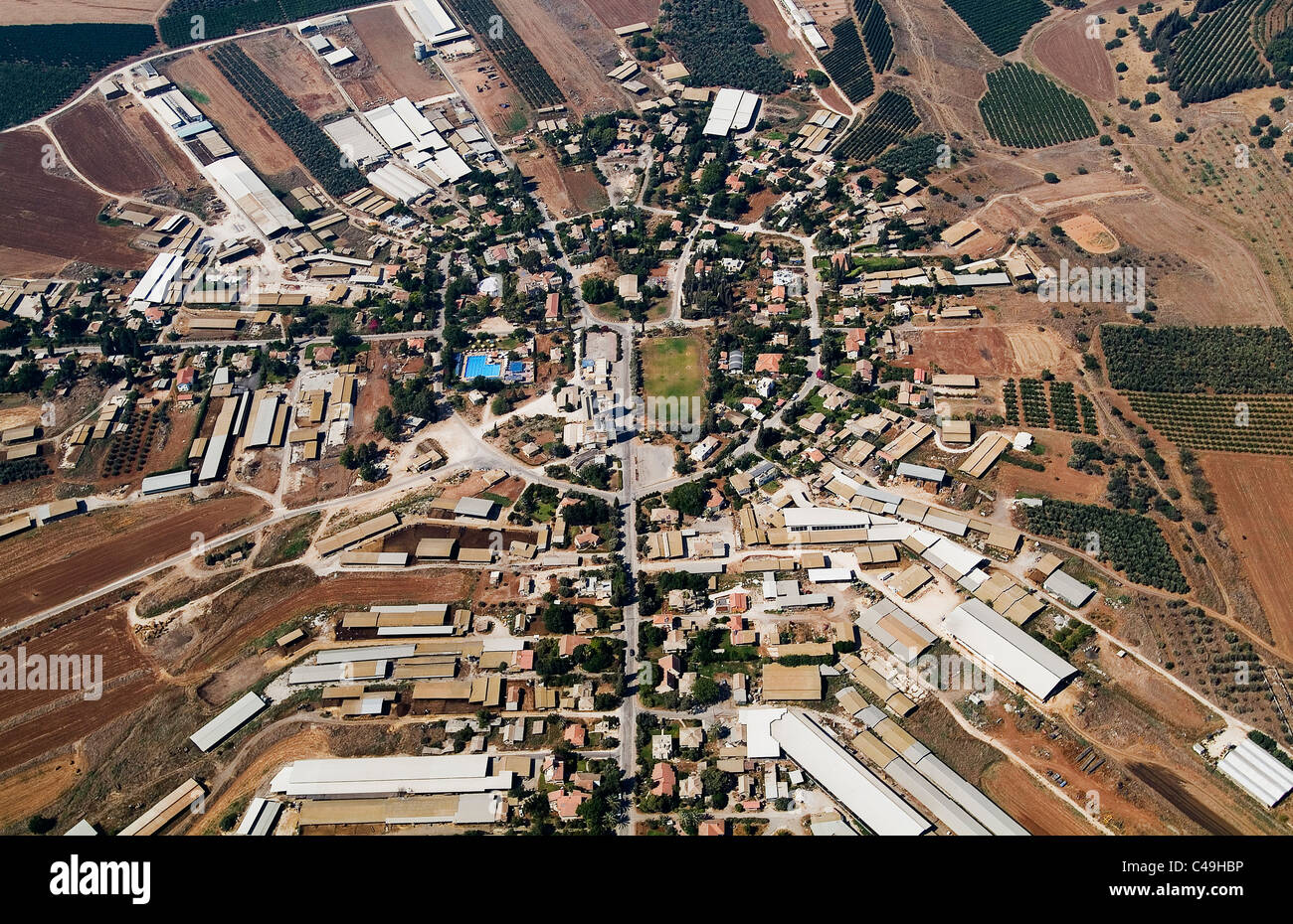 Aerial photograph of the Ta'anakh Region in the Jezreel valley Stock ...