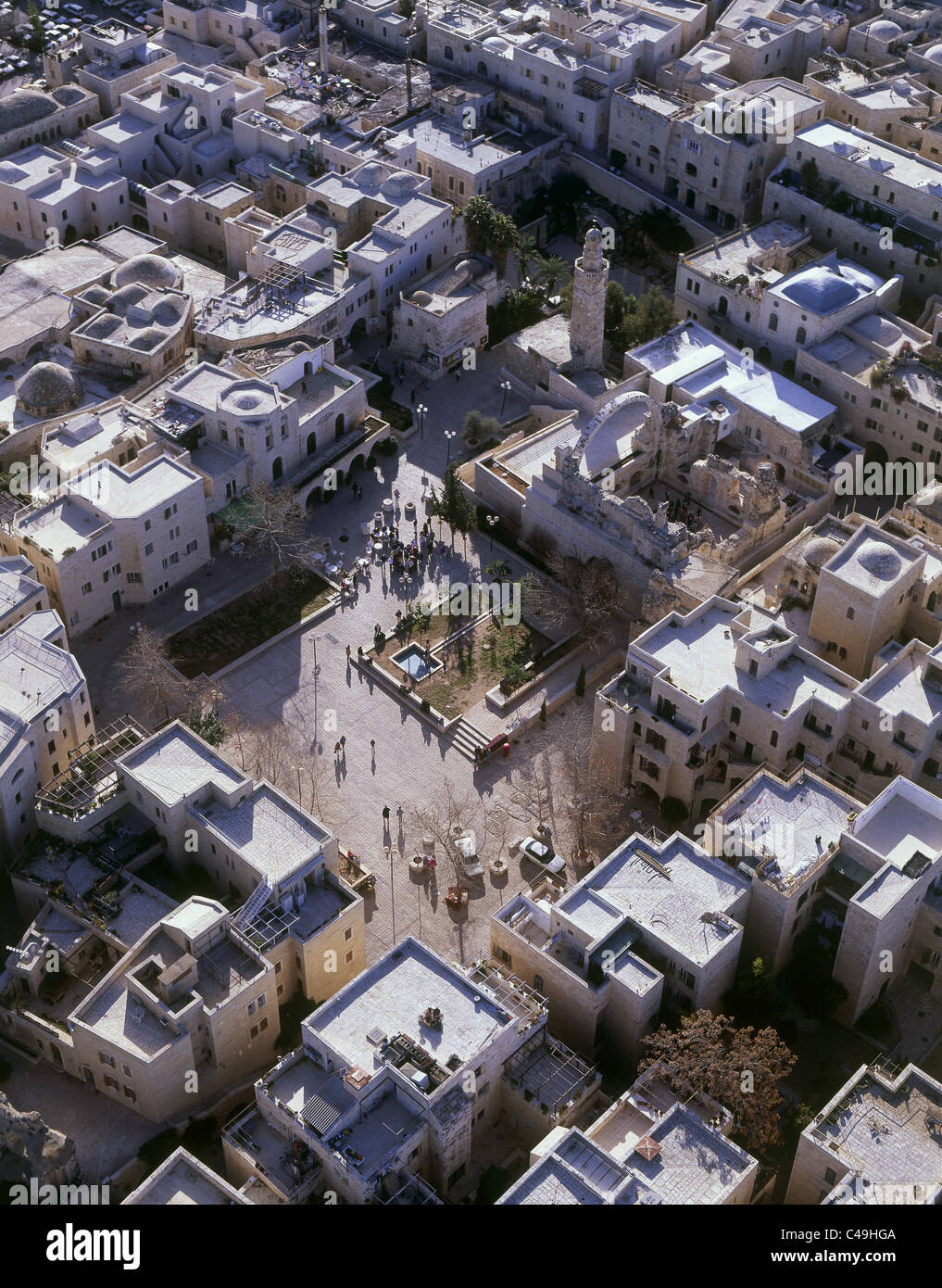 Aerial photograph of the Jewish quarter in the old city of Jerusalem ...