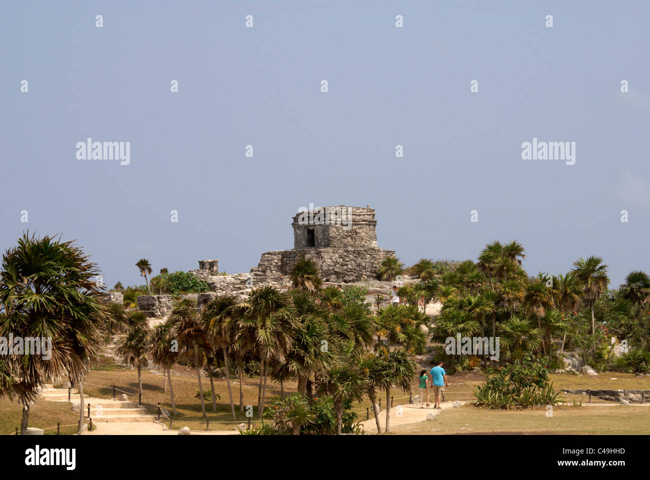 Temple of the Wind God at the Mayan ruins of Tulum on the Riviera Maya ...