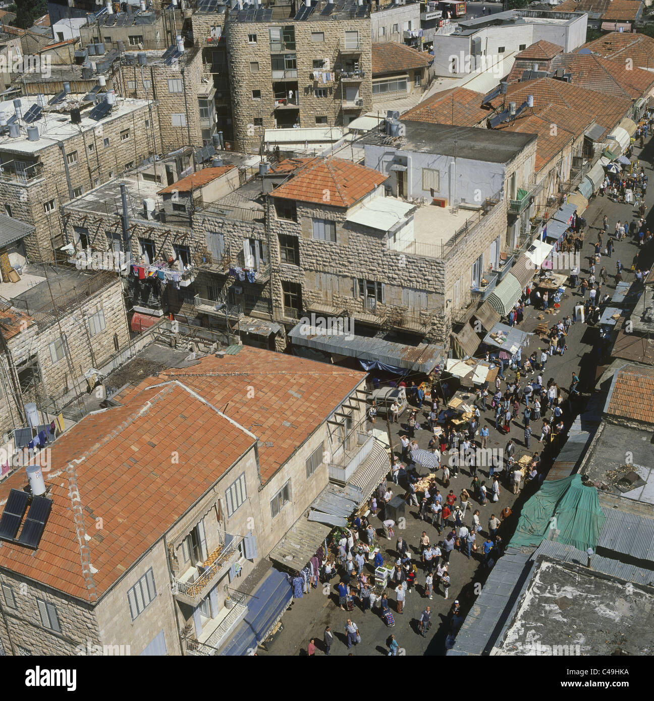Aerial photograph of Mahaneh Yehuda market in modern Jerusalem Stock ...
