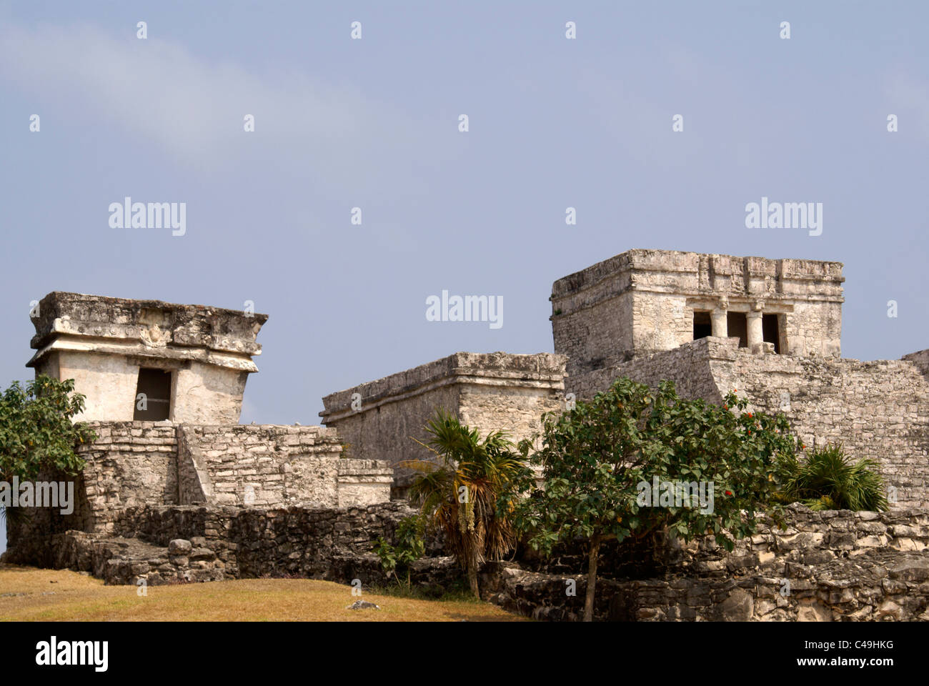 El Castillo (right) and Temple of the Descending God, Tulum,Riviera ...