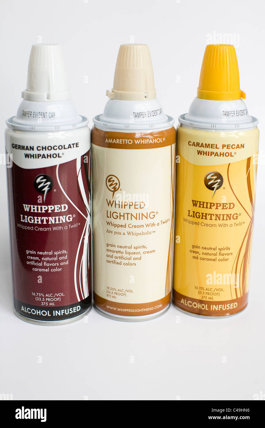 Whipped Lightning alcohol infused whipped cream Stock Photo - Alamy