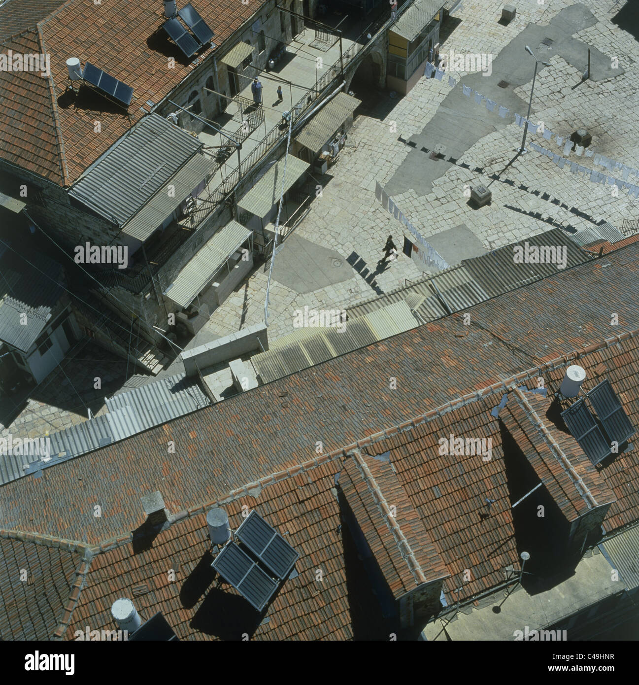 Aerial photograph of the Triangular courtyard in Me'ah Shearim in ...