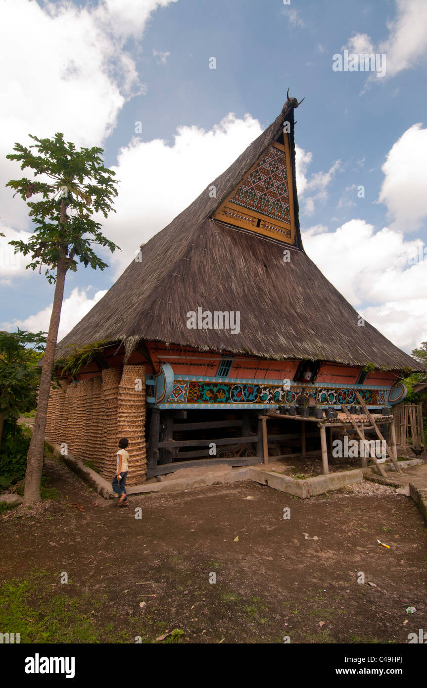 traditional Batak house in Lingga village, near Berastagi, Sumatra ...